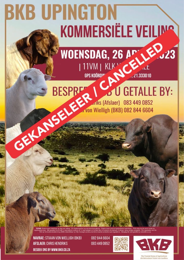 CANCELLED: BKB UPINGTON COMMERCIAL AUCTION - BKB Events